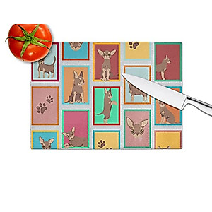 Caroline's Treasures MLM1154LCB Lots of Chocolate Chihuahua Glass Cutting Board Large Decorative Tempered Glass Kitchen Cutting and Serving Board Large Size Chopping Board
