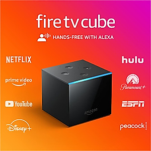 Fire TV Cube, Hands-free streaming device with Alexa, 4K Ultra HD, includes latest Alexa Voice Remote