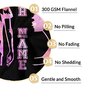 Personalized Soccer Throw Blanket with Name- Soft, Fuzzy & Warm- 50x60 Inches Throw Size Blanket for Couch, Office - Black Cute Throw Gift for Girls, Women