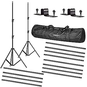 Emart Triple Crossbar 10 ft Wide 8.5 ft Height Backdrop Stand, Photo Video Studio Heavy Duty Adjustable Photography Muslin Background Support System Kit - 3 in 1 Multi Backdrop Stand
