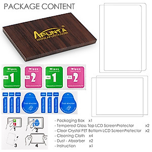 Screen Protector Compatible Nintendo New 3DS, AFUNTA 2 Pack (4 Pcs) Tempered Glass for Top Screen and HD Clear PET Film for Bottom Screen Accessory