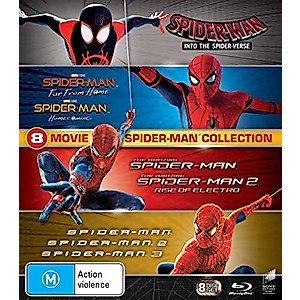 Spider-man - 8 MOVIE PACK Collection Box Set Blu-ray Into The Spider-Verse Far From Home Homecoming Amazing Spider-man 1 & 2 Spider-man 1 2 & 3
