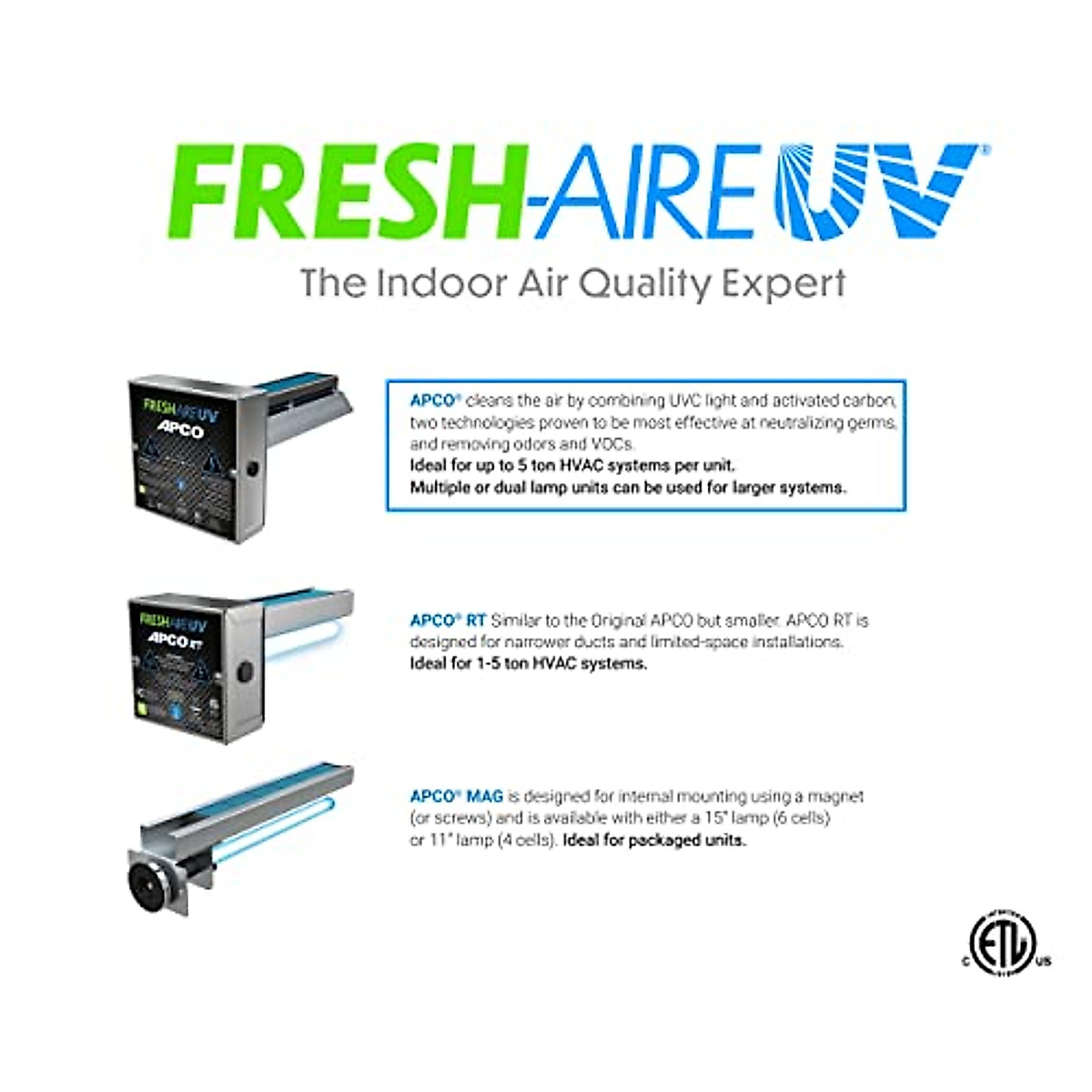 APCO Carbon Matrix HVAC UV Air Purifier, Includes Dual 2-Year UVC Lamp for Coils and Air Handler (18-32 VAC Series) # TUV-APCO-DE2