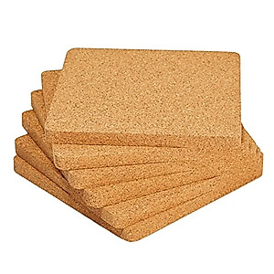 6-Pack Square Cork Trivet, Corkboard Placemats, Cork Hot Pads for Table, Home Kitchen, Hot Pots, Pans, and Kettles, Heat Resistant, Multifunctional (7x7 inches)