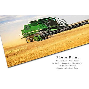 Farm Photography Print (Not Framed) Picture of Combine Cutting Wheat During Harvest in Colorado Country Wall Art Farmhouse Decor (16" x 20")