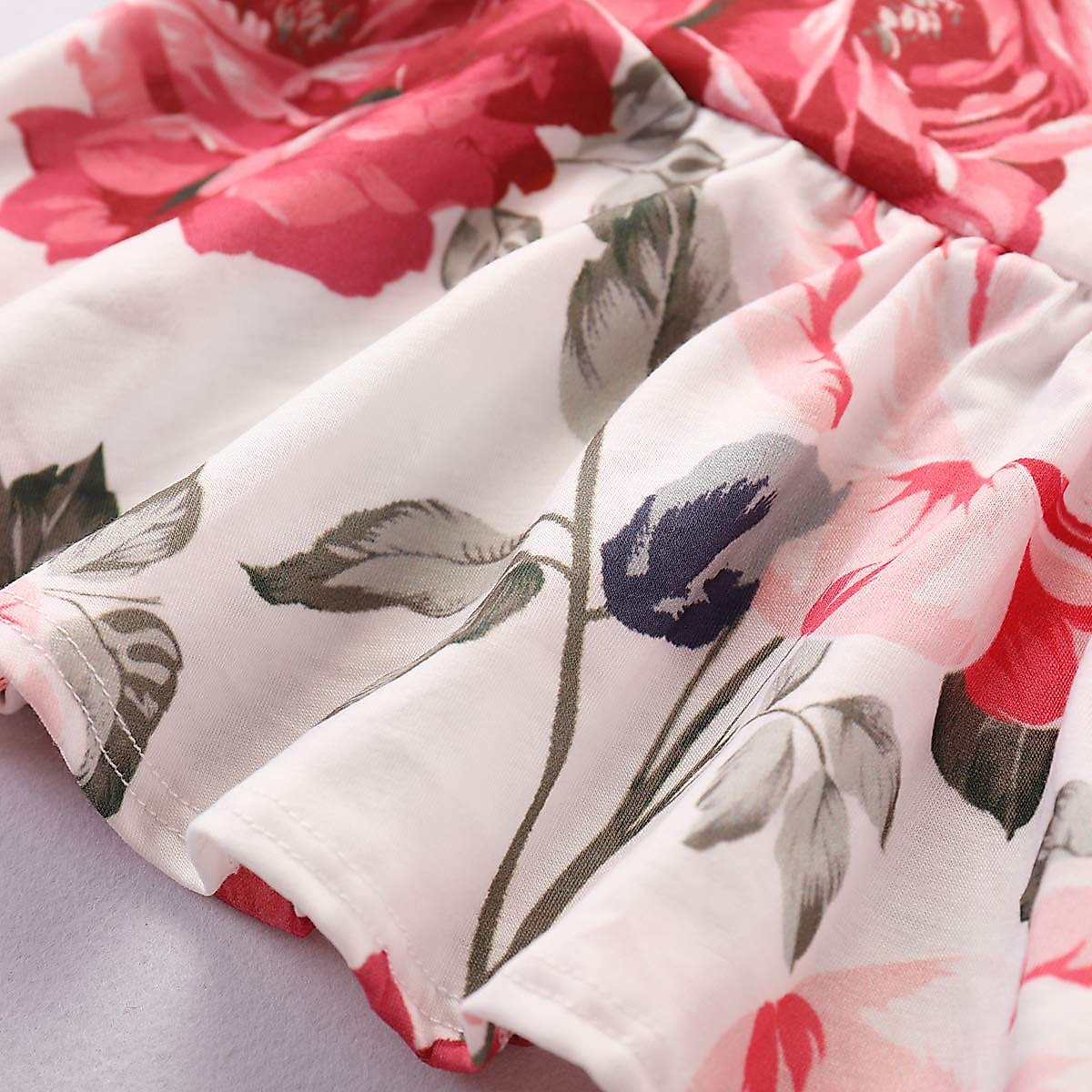 CARETOO Baby Girl Clothes Floral Print Long Sleeve Crew Neck Ruffle Top Fashion Ripped Jeans Fall Winter Toddler Girls Outfits