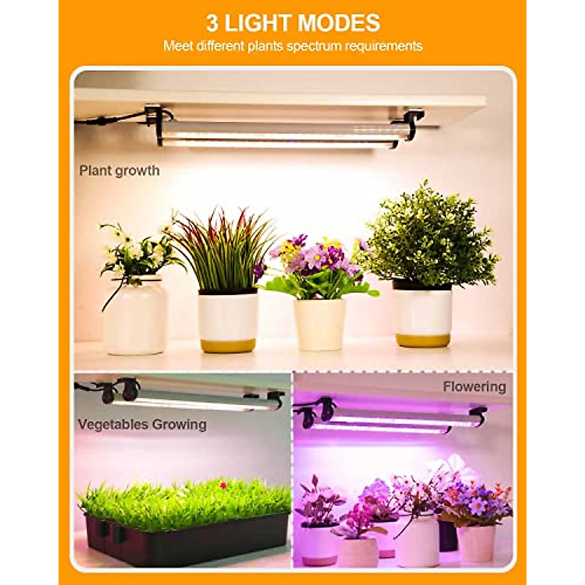 DOMMIA Grow Light, 2ft 80W Grow Light Strip, 3 Spectra Modes, Dimmable Plant Growing Light Fixtures, Full Spectrum Grow Lights for Indoor Plants, Indoor Grow Lights for Greenhouse, Tomatoes, Peppers