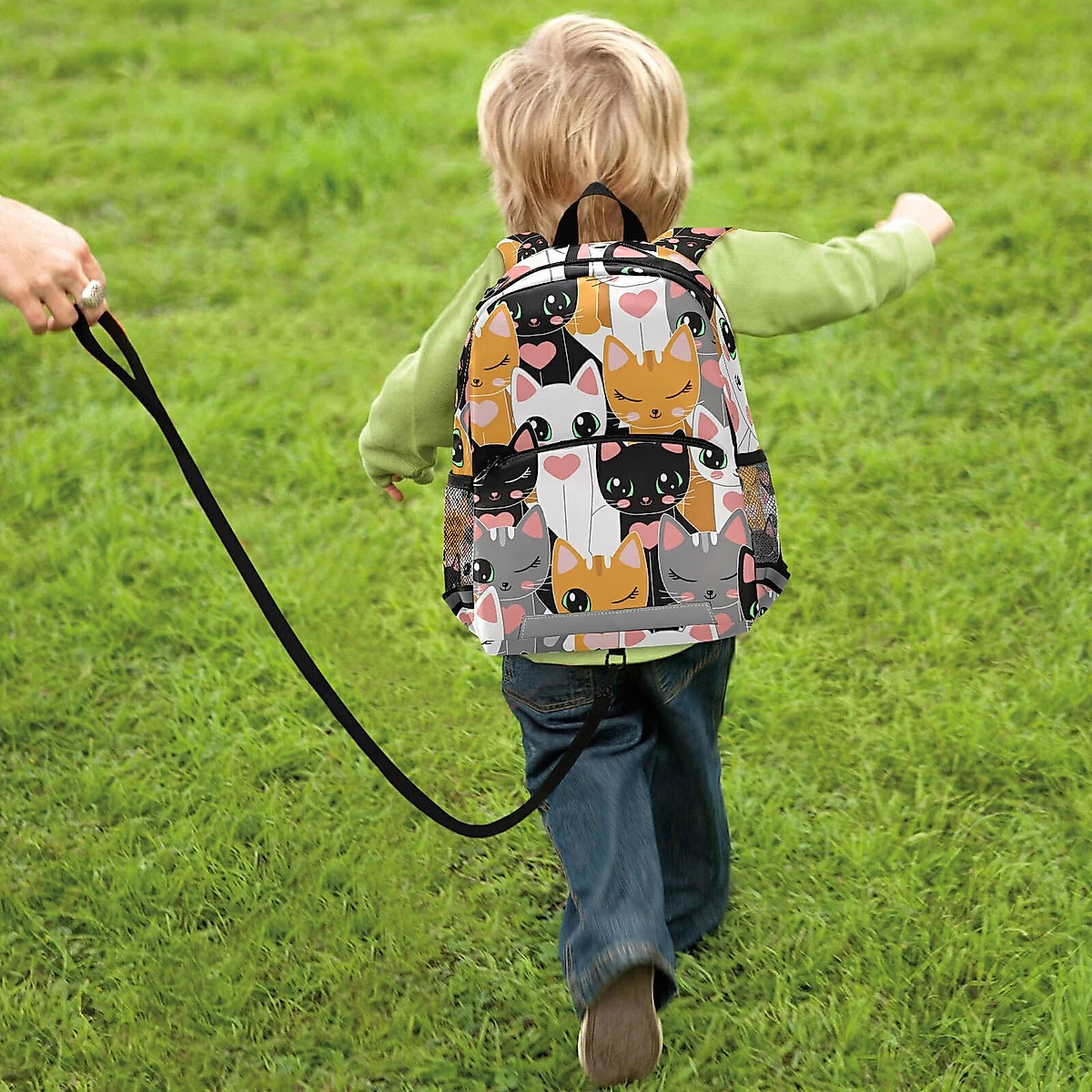 beeplus Lovely Cats Assembly Kids Backpack 13inch Little Kid Toddler Backpacks for Boys and Girls with Chest Strap