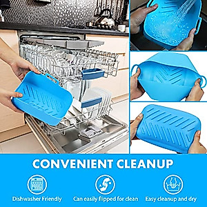 2Pcs Silicone Pot Reusable Air Fryer Liners Food Safe Non Stick Air Fryer Basket Accessories Replacement Baking Tray for Ninja Dual Dz201 Dualzone