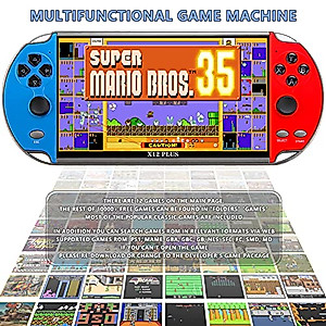songlan-X12 Plus 7-inch HD Screen Handheld Portable MP5, 10000+ Free Games，Dual Joystick Nostalgic Arcade Video Game Machine 16GB ROM, Support GBC/GBA/NES/MD/SMC/SFC Games Children's Gifts