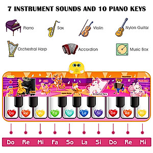 Kids Musical Piano Mats,47.24x15.75 inch Soft Baby Early Education Portable Dance Music Piano Keyboard Carpet Musical Touch Play Game Toy Gifts for 1 2 3 4 5 Year Kids Toddlers Girls Boys