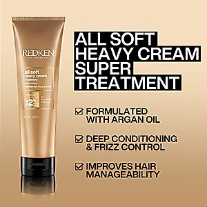 Redken All Soft Heavy Cream Treatment Mask | Deep Conditioner For Dry Hair | Deep Conditioning Hair Treatment For Smooth Hair | 8.5 Fl Oz