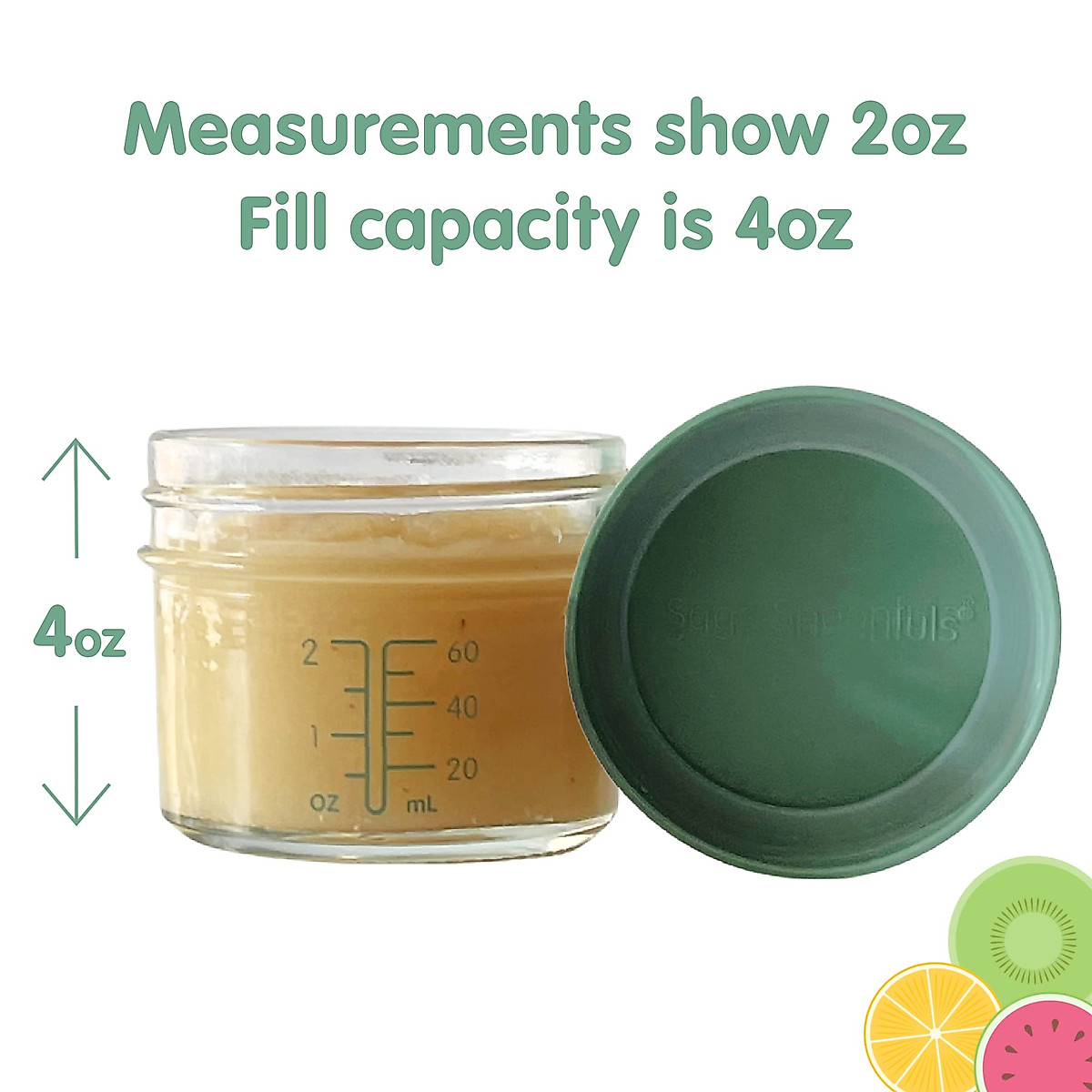 Sage Spoonfuls Glass Baby Food Containers with Lids - 12 Pack, 4 oz Baby Food Jars, Freezer Storage, Leakproof, Reusable Small Glass Baby Food Containers, Microwave & Dishwasher Friendly