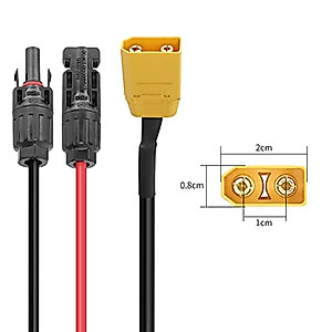 YACSEJAO Solar Connector to XT90 Cable 16AWG 1.8M/5.9FT Solar Panel Adapter to XT90H Male Extension Cable Solar Chharge Cable for XT90 Input Port Portable Power Station & Solar Generator