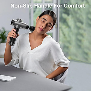 Muscle Massage Gun, Quiet Deep Tissue Percussion Back Neck Head Hammer Massager for Athletes, 30 Speed Level, LCD Touch Screen with 6 Heads, Hand Held Massager (Carbon)…