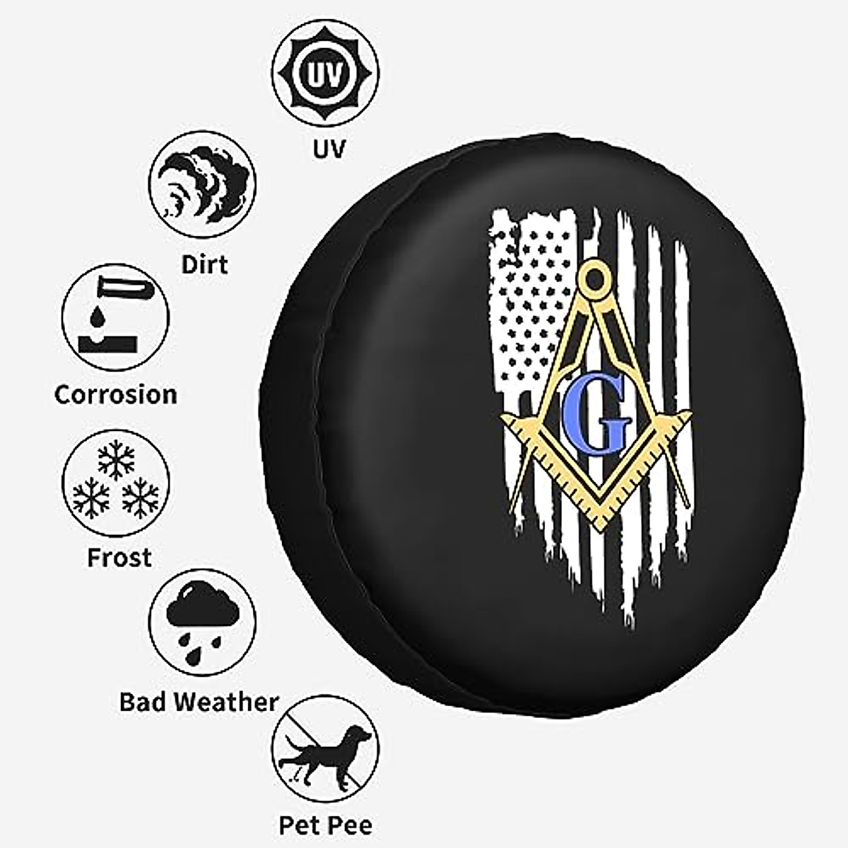 Freemason Masonic Tire Cover Waterproof Sunscreen Wheel Protectors for ...
