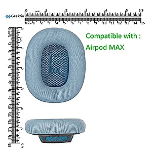 Geekria QuickFit Replacement Ear Pads for Airpods MAX Headphones Ear Cushions, Headset Earpads, Ear Cups Cover Repair Parts (Blue)