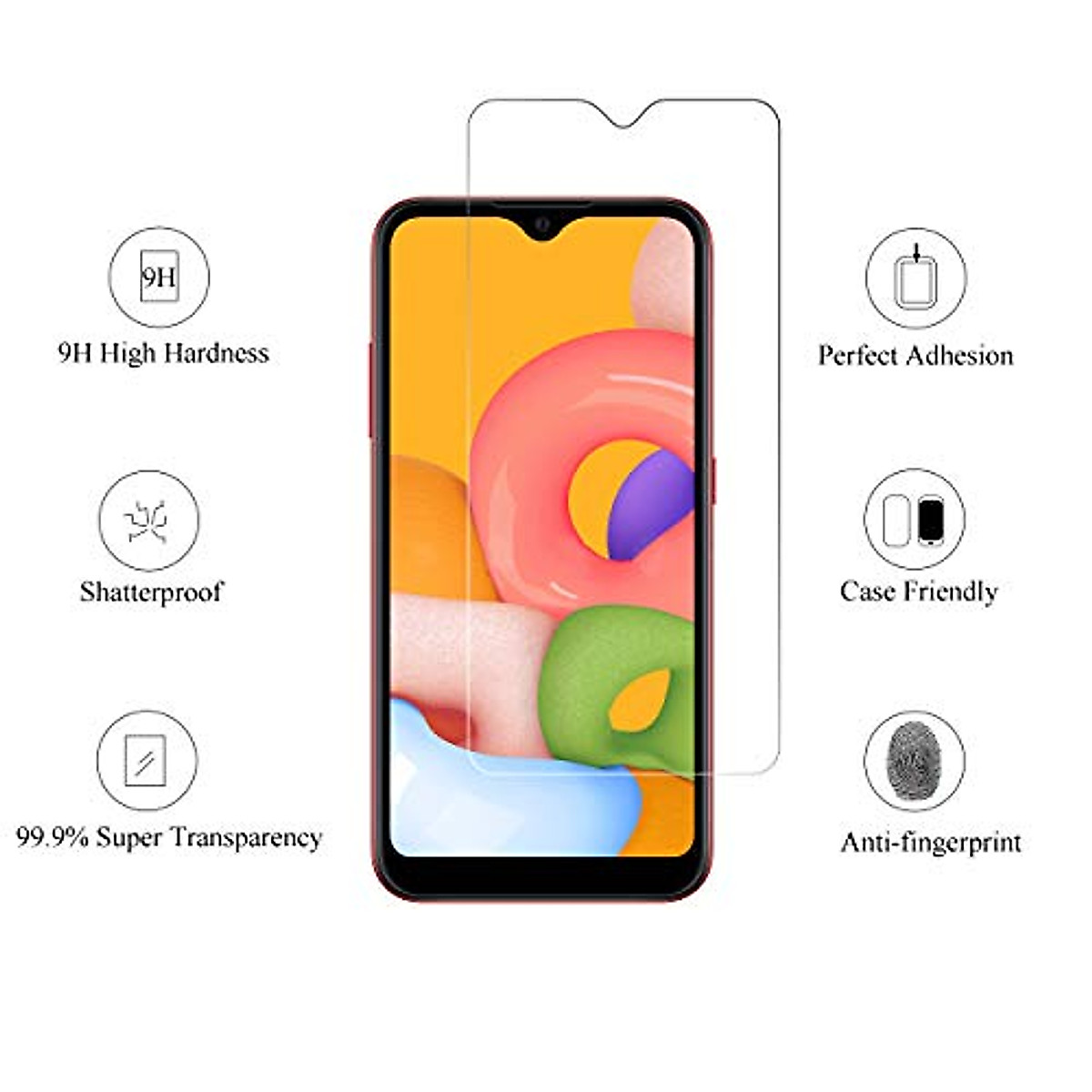 Ailun Screen Protector for Galaxy A01 [5.7 inch] 3 Pack Tempered Glass Ultra Clear Anti-Scratch Case Friendly
