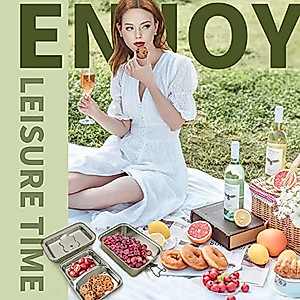 Double Layer Stainless Steel Bento Lunch Box - 1800ML Leak Proof Container with Safety Latch, Chopsticks and Spoon Included. Perfect for Adults and Easy to Clean! Dishwasher Safe Metal Bento Box.