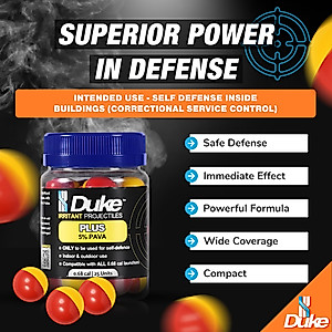 Duke Plus 68 Caliber Self Defense Balls - Non Lethal 68 Cal Ammo, Pepper Spray Paintballs, Pepper Spray Ammo, Defense Spray Projectile, Pepperspray Rounds, Pepper Gas Spray Rounds - 25 Count - 5% PAVA