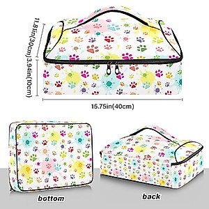 Kcldeci Insulated Thermal Food Carrier Insulated Casserole Carrier for Hot or Cold Food,Paw Prints and Blots Insulated Tote Bag for Potluck Cookouts Parties Picnic,Lasagna Lugger