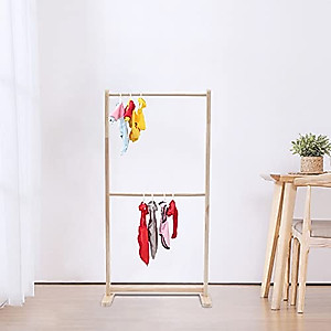 Gdrasuya10 Pet Clothes Garment Rack, Wood Pet Clothing Display Stand Closet Organizer for Pets' or Children's Clothes, 22.05 x 9.45 x 43.31in