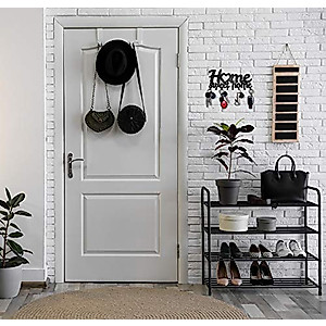 SirHoldeer Key Rack for Wall, Black Key Holder for Wall Decorative, Metal Wall Decor for Office, Hallway, Entryway, Key Hooks Hanging Keys, Small Key Hanger for Wall, Farmhouse Home Sweet Home Sign