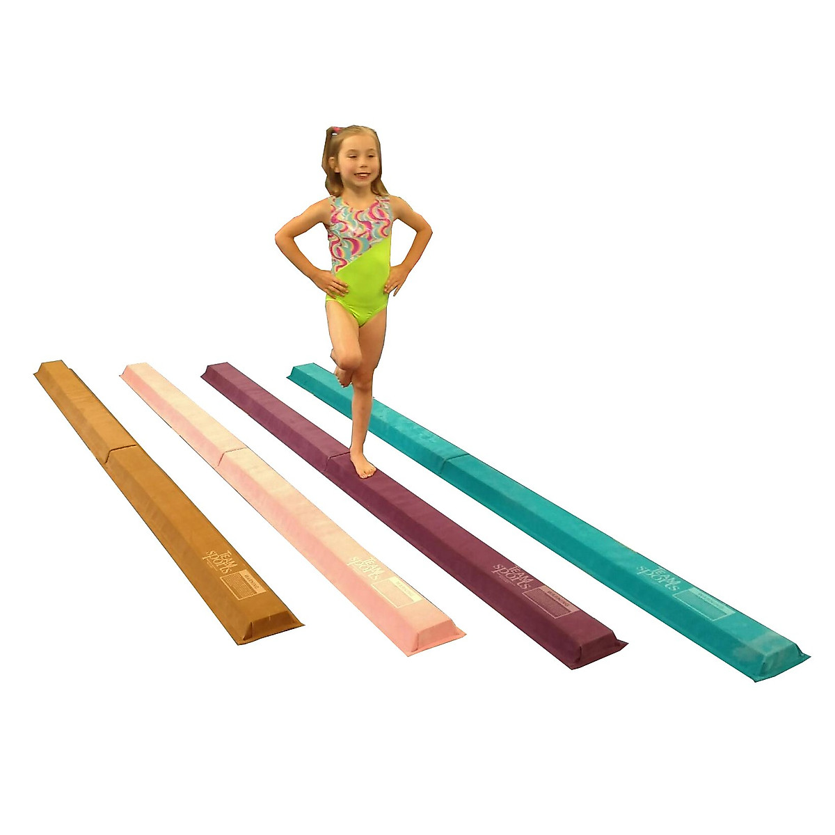 Gymnastics 9' Foldable Suede Beams (Turquise)