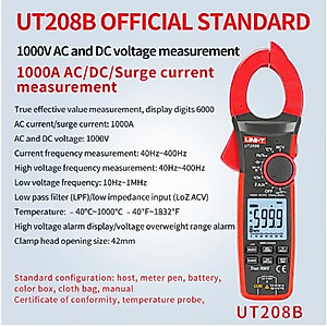 UNI-T UT206B UT207B UT208B Clamp Meter Amperimetrica VFC Electrical Instruments DC/AC Current Voltage Tester Auto Range