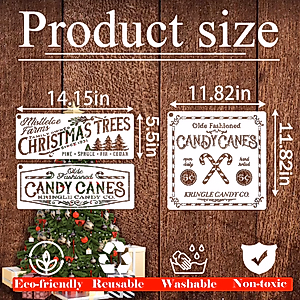 10 Pieces Large Christmas Stencils for Painting on Wood, Reusable Merry Christmas Stencil Candy Cane Christmas Tree Farm Template Holiday Stencils for Wood Sign DIY Crafts (10Pieces large christmas-1)