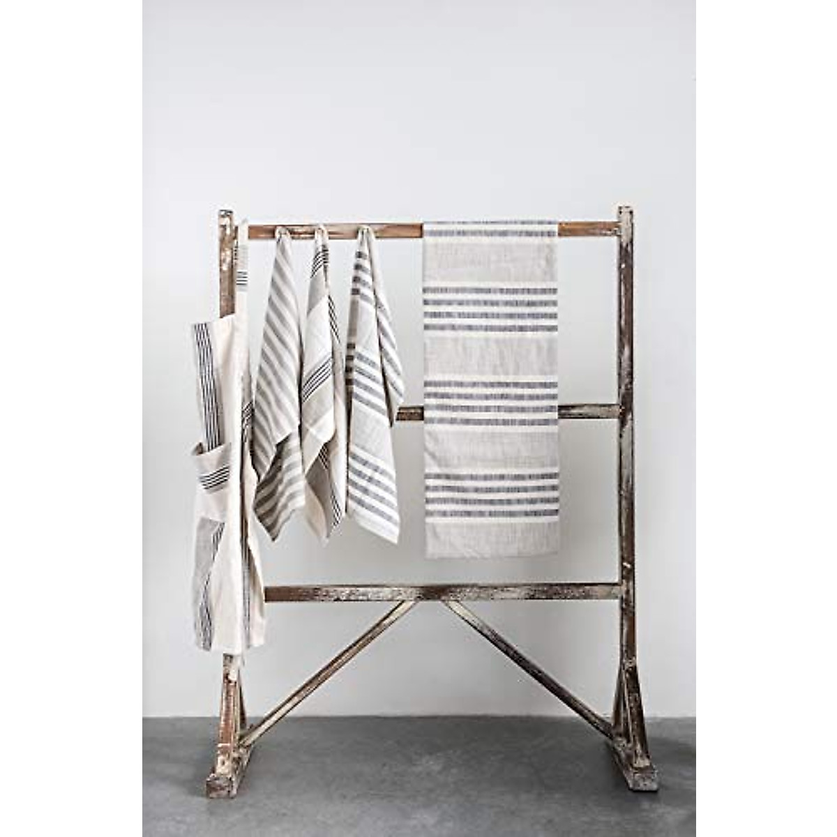 Creative Co-Op Tan & Grey Striped Cotton Tea Towels (Set of 3 Pieces)