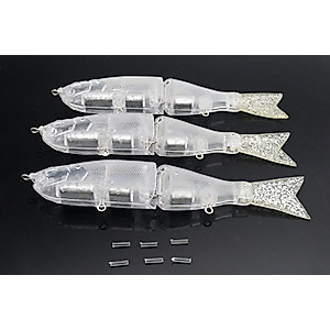 3PCS Unpainted Lure Blanks 51.74g 17.6cm with Free 7mm Eye Crankbait Simulation Blank Body Clear Hard Baits Trout Salmon Minnow Lure Popper Lures Topwater Freshwater 8085