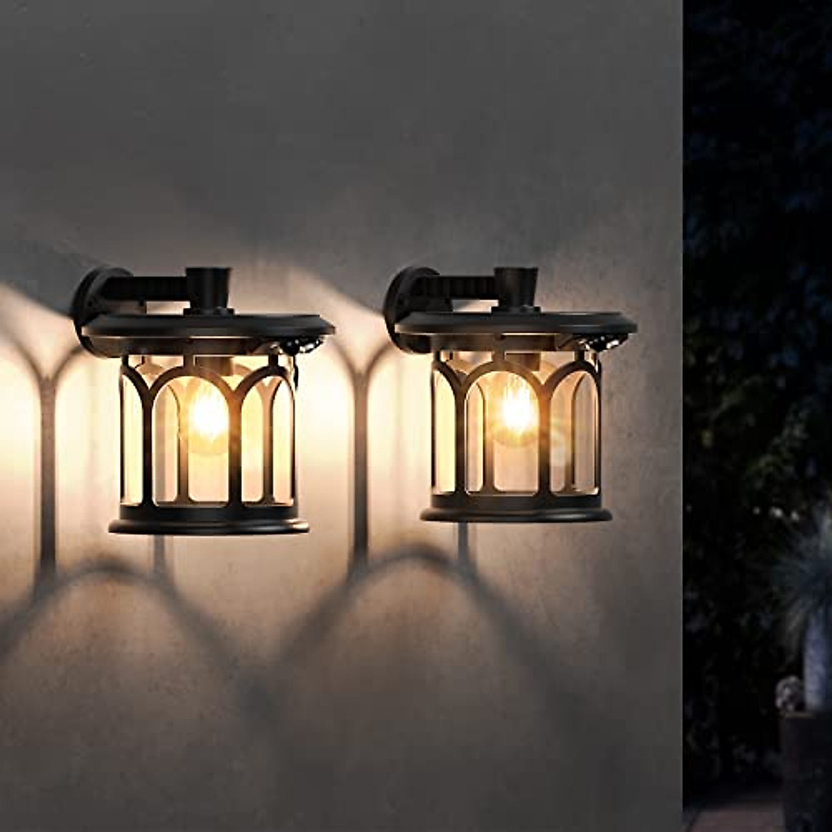Solar Wall Lights Outdoor 2 Pack, AGPTEK Motion Sensor Solar Lights with 3 Lighting Modes, Dusk to Dawn Wall Lanterns Waterproof Solar Lantern Sconce Lights for Patio, Porch, Garage, Barn, Garden
