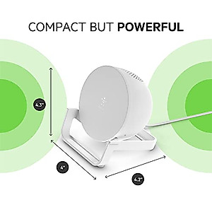 Belkin Quick Charge Wireless Charger + Bluetooth Speaker - Qi-Certified Charger Stand for iPhone, Samsung Galaxy & More - Charge While Listening to Music, Streaming Videos, & Video Calling - White