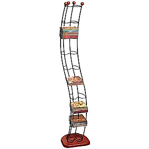 Atlantic Wave Wire CD Tower - Hold 110 CDs in Steel and Black Cherry Wood, PN1316