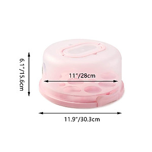 ZOAJU Plastic Cake Carrier with Handle and Removable Cupcake Holder Cake Container, Holds up to 11 Cupcakes for Transporting Pies, Cookies, Desserts(Pink)