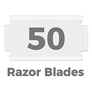 Double Edge Razor Blades, 50 Counts Safety Razor Blades for Shaving, Platinum Stainless Steel Shaving Blades for Men and Women, Fits All Standard Double Edge Razors