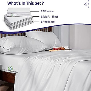 MD Home Decore Queen Size Sheet Set 4-Piece-Set 100% Egyptian Cotton Sheets 600 Thread Count Bed-Sheet-Set 16 Inch Deep Pocket of Fitted Sheet (Queen, White Solid)