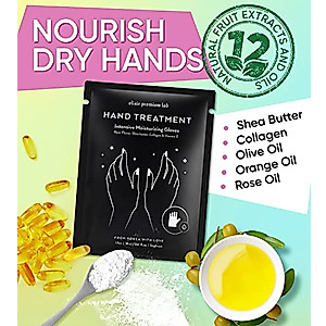 Moisturizing Hand Mask for Dry Cracked Hands & Nails - Hydrating Spa Treatment - Korean Collagen Gloves with Natural Plant Extracts - Nourishing Skin Care Gift with Shea Butter for Women & Men by Elixir