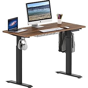 SHW 55-Inch Large Electric Height Adjustable Standing Desk, 55 x 28 Inches, Walnut