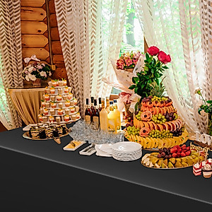 Kongdaoth 54" X 100' Plastic Tablecloth Roll Black Disposable Plastic Table Cover with Cutter Box, Disposable Table Cloth for Parties