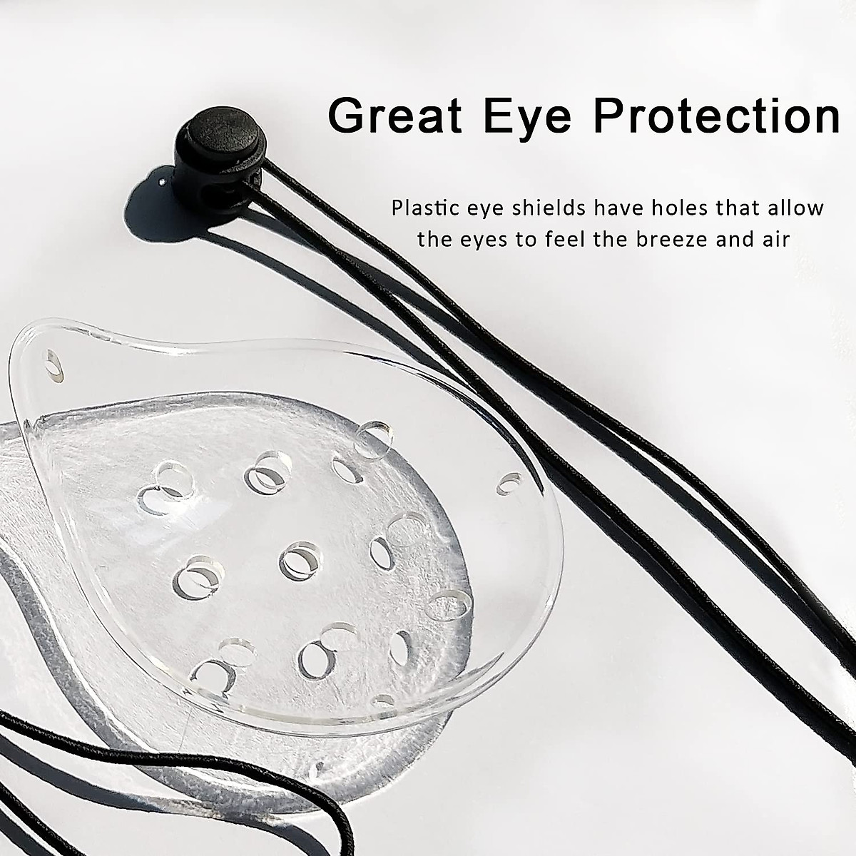 Vandorla Eye Shield, 2 Pcs Plastic Eye Shield Eye Patch for Eye Protection Eye Surgery Covering Breathable with 2 Elastic Rope, Transparent