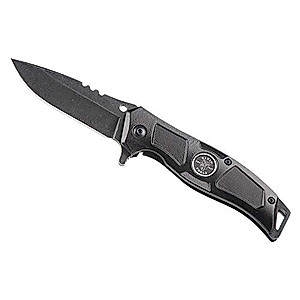 Klein Tools 44228 Electrician's Pocket Knife with Stainless Steel Blade, Perfect for Splitting Cable, Stripping Wire and Everyday Tasks, Black
