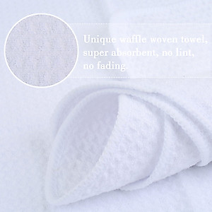 SINLAND Waffle Washcloths Microfiber Facial Cloths Soft Makeup Remover Cloths Ultra Thin Quick Drying Exfoliating 6 Pack White