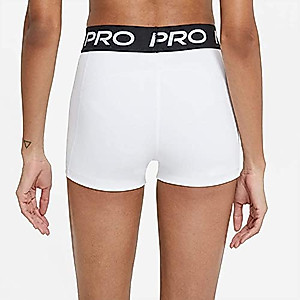 Nike Womens Pro 3" Shorts (White/Black/Black, Small)