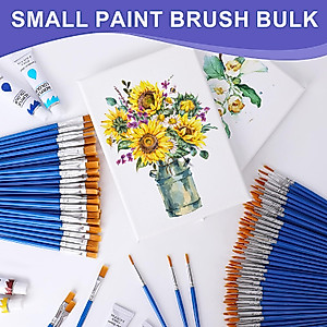 AROIC Small Paint Brushes Bulk,80 Pcs Nylon Hair Paint Brushes with Flat and Round Pointed Acrylic Paint Brushes Set,Acrylic Paint Brushes for Classroom Oil Watercolor Face Painting Kits.