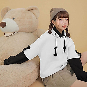 Mimacoo Cute Bear Hoodies for Teen Girls Brown Sweatshirt Long Sleeve Shirts Oversized Pullover with Personality Bag