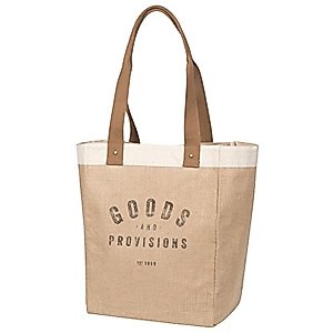 Now Designs Burlap Market Tote, Goods and Provisions 17" tall x 13.5" wide x 8.8" deep