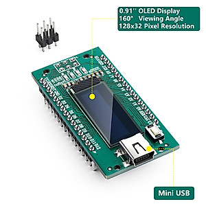 ideaSpark Nano V3.0,Nano Board ATmega328P CH340 Micro Controller Built-in 0.91'' OLED Display 128x32 SSD1306 IIC I2C Completely Compatible with Arduino Nano V3.0