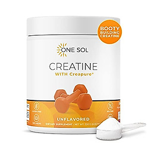 One Sol Creatine for Women Booty Gain, All Natural Women's Creatine Powder with Creapure, Increase Lean Muscle Mass, Reduce Recovery Time, Promotes Brain & Bone Health (Unflavored, 100 Servings)